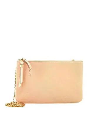 LOUIS VUITTON Double Zip Pochette Monogram Empreinte Leather Clutch Bag - Neutrals