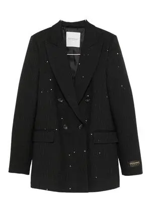 Ermanno Scervino Wool Double-breasted Jacket With Sequins - Black