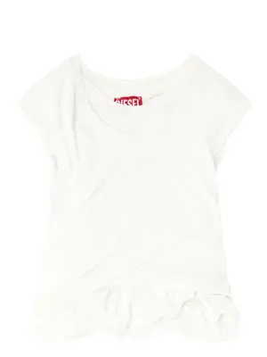 DIESEL® DIESEL Double-Layer Mini Tank Top With Ribbed Stretch And Embroidered Logo Bianco