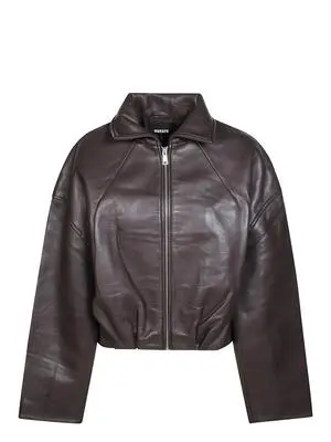 ROTATE BY BIRGER CHRISTENSEN Bonded Leather And Fur Trimmed Jacket - Marrone
