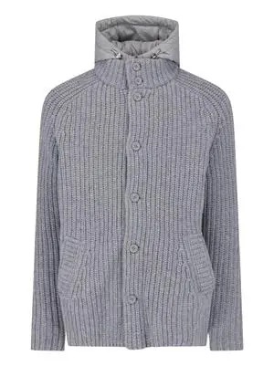 Herno Hooded Knit Cardigan Jacket - Grey