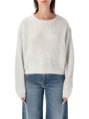 American Vintage AMERICAN VINTAGE Cropped Fluffy Knit Sweater Grigio