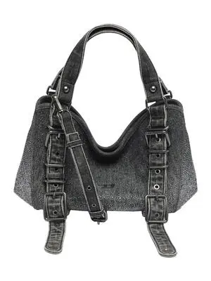 DIESEL® Embellished Denim Mini Handbag With Buckle Hardware - Nero