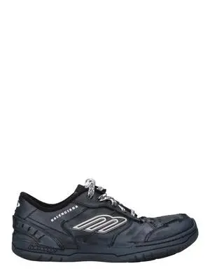 Balenciaga BALENCIAGA Low-Top Leather Lace-Up Sneakers Black