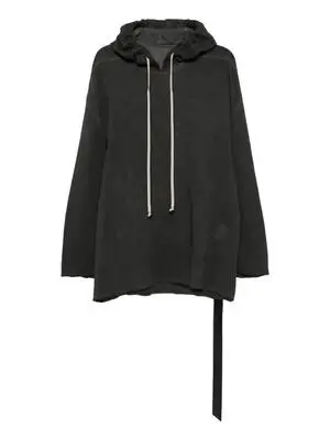Rick Owens Distressed Cotton Hoodie - Grigio