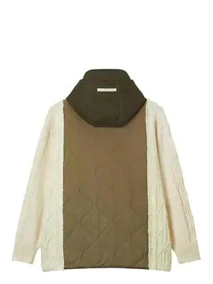 FIVE CM Quilted Cable-knit Jacket With Hood - Green