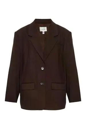 GESTUZ Single Breasted Notched Lapel Blazer - Brown