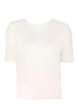 Issey Miyake White Pleated V-neck T-shirt - Neutrals