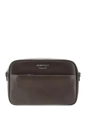 Emporio Armani Logo Print Leather Camera Bag - Brown