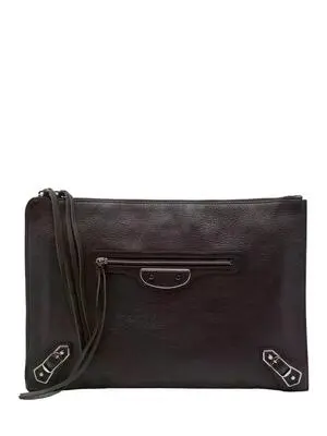 Balenciaga 2016 Goatskin Metallic Edge Clutch Bag - Brown