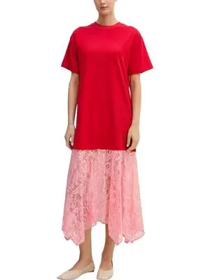 NEVER FULLY DRESSED Never Fully Dressed Lace Panelled Crew Neck Midi Dress