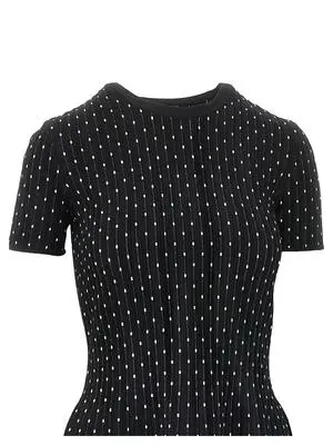 Emporio Armani Ribbed Knit Flared Dress - Black