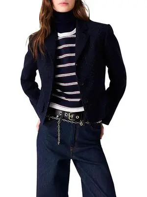 Maje Vilireu Cropped Blazer - Navy