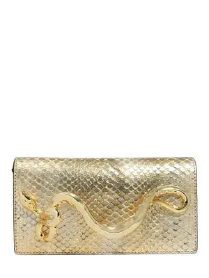 Alexis Bittar Serpent Clutch With Side Handle - Gold Python