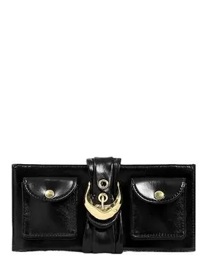 Alexis Bittar Patent Leather Buckle Clutch - Black
