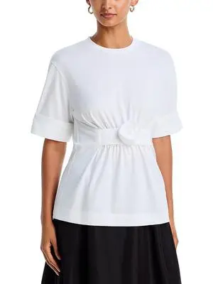 Simone Rocha Gathered Rose Cotton Tee - White