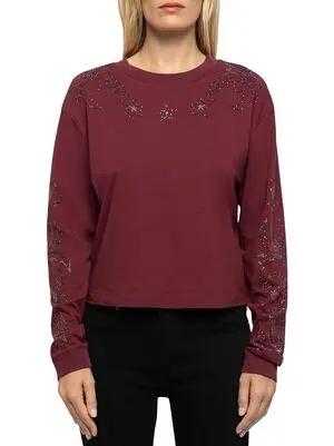 Zadig&Voltaire Iona Embellished Cotton Sweatshirt - Cherry