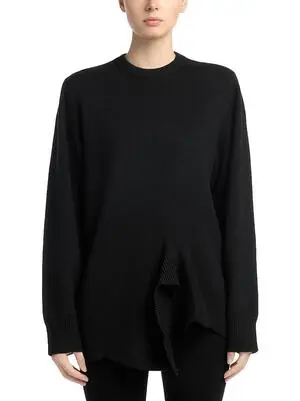 TOTEME Wool & Cashmere Twist Hem Top - Black