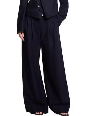 TWP Avery Wool & Cashmere Blend Wide Leg Pants - Midnight