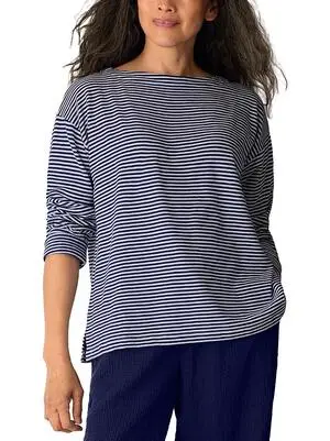 Eileen Fisher Striped Boatneck Boxy Top - Infinity