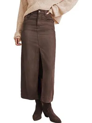 Splendid Ryder Faux Suede Slit Maxi Skirt - Java