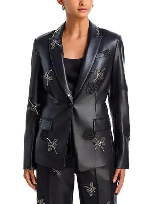 MILLY Milly Avery Faux Leather Embellished Blazer