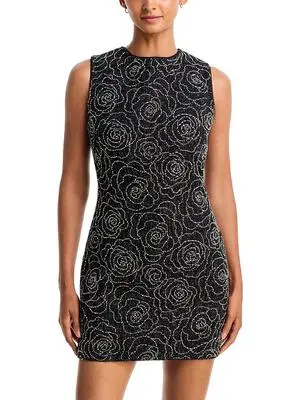 MILLY Ivette Beaded Mini Dress - Black/silver
