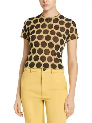 Marni Polka Dot Short Sleeve Metallic Top - Black