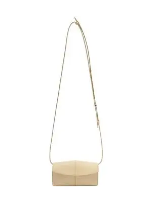 JIL SANDER Linea Leather Wallet Crossbody - Cream