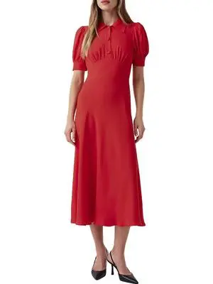 GHOST LONDON Wilma Midi Shirt Dress In Polka Dot - Red