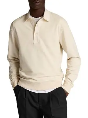 Vince French Terry Travel Long Sleeve Polo Bone