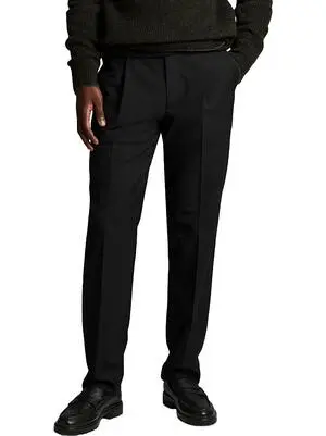 Vince Tailored Pleated Straight Fit Pants - Black