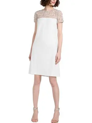 EMILY SHALANT Embellished Stretch Crepe Mini Dress - Ivory