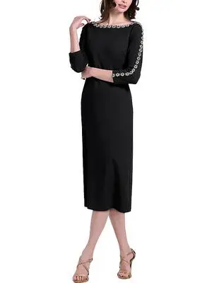 EMILY SHALANT Embellished Midi Dress - Black