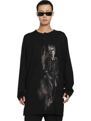Yohji Yamamoto Henry Neck Long Sleeve Tee - Black