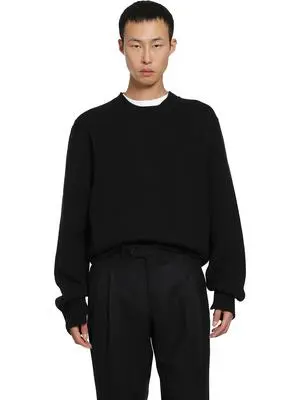 SALON C LUNDMAN Wool-cashmere Chunky Crewneck Sweater - Black
