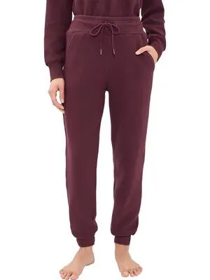 NEGATIVE Waffle Knit Joggers With Drawstring Waist - Garnet
