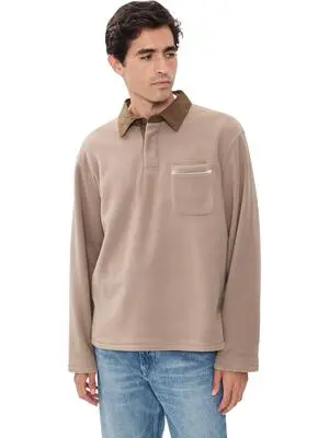 RHYTHM Ladder Polar Polo Sweater - Stone