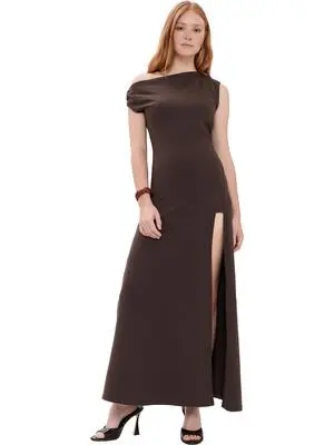 Susana Monaco One Shoulder Gathered Slit Front Dress - Java