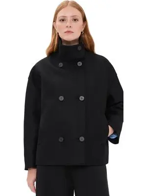 Harris Wharf London Oversized Pressed Wool Funnel Jacket - Black
