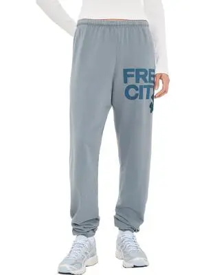 FREECITY Cotton Terry Sweatpants With Logo Detail - Ash