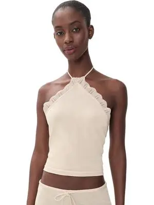 With Jéan Isla Halter Neck Top - Beige