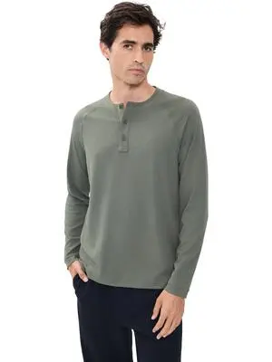 RHONE Waffle Tech Henley - Olive Shadow