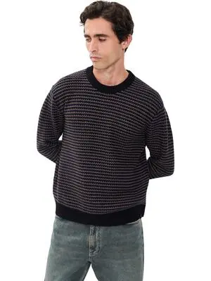 Nn07 Russell Textured Stripe Sweater - Navy Multi