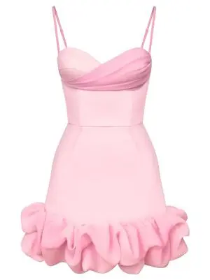 POST MERIDIEM Post Meridiem Draped Ruffle Mini Bustier Dress Pink
