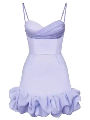 POST MERIDIEM Post Meridiem Draped Ruffle Mini Bustier Dress Purple