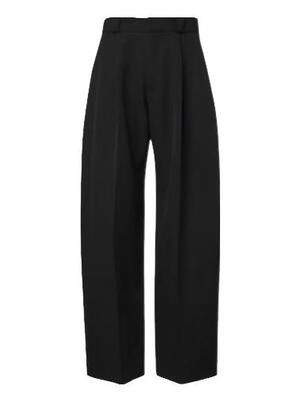 Balenciaga High-waisted Loose Wool Trousers With Pleats - Black
