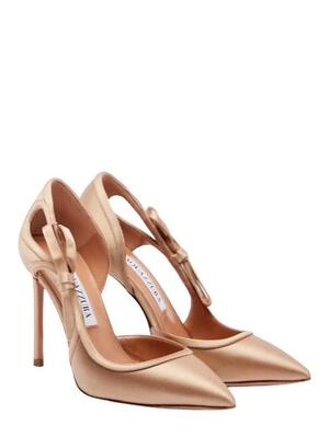 AQUAZZURA Bow-detail Satin Pumps - Brown