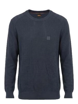 BOSS Cotton Elastane Crewneck Sweater - Blue