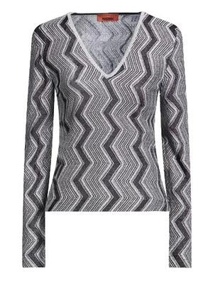 Missoni Viscose & Metallic Fiber Geometric-print V-neck Long Sleeve Sweater - Silver